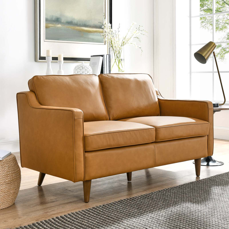 Corrigan Studio Impart Genuine Leather Loveseat Reviews Wayfair